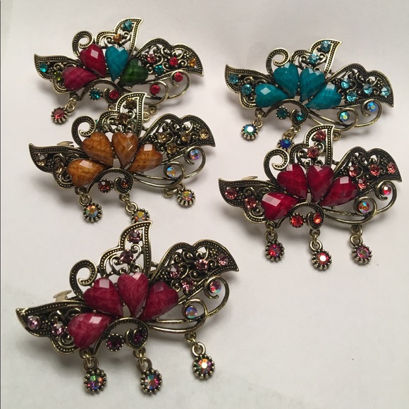 Accessories | Purple Tiara Heart Rhinestones Metal Barrette | Poshmark